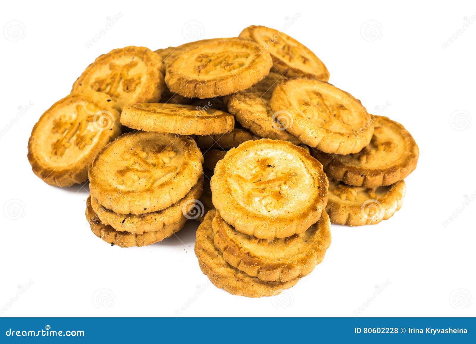 Round Shortbread Biscuits on a White Stock Photo - Image of cookies ...