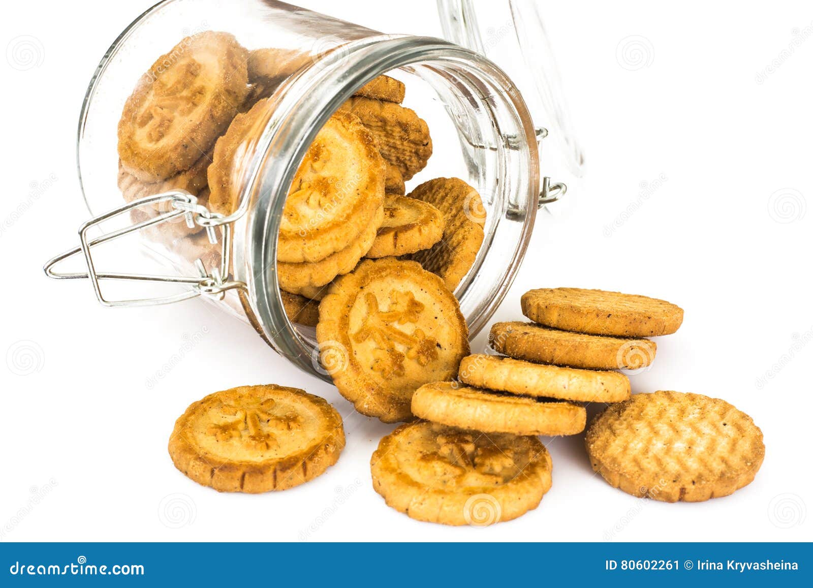 Round Shortbread Biscuits on a White Stock Image - Image of food ...