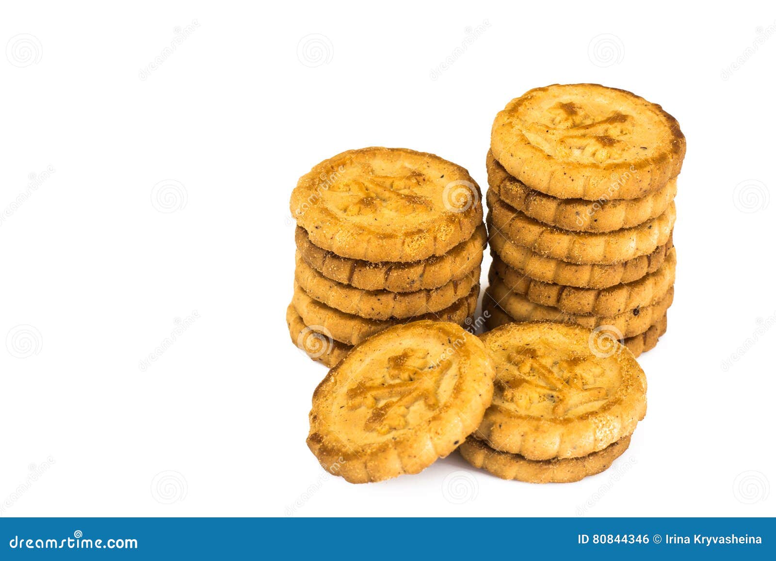 Round Shortbread Biscuits on a White Stock Photo - Image of home ...