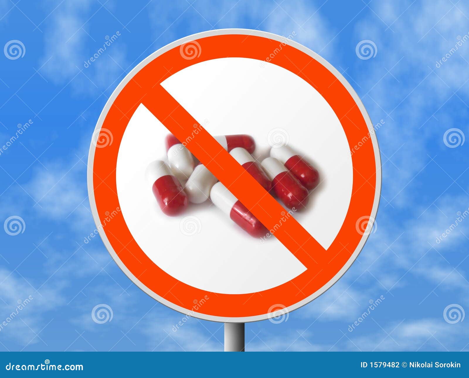 Round sign No pills stock photo. Image of alternatives - 1579482