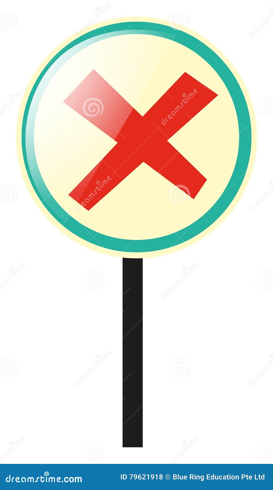 Round sign with red cross stock vector. Illustration of clipping - 79621918