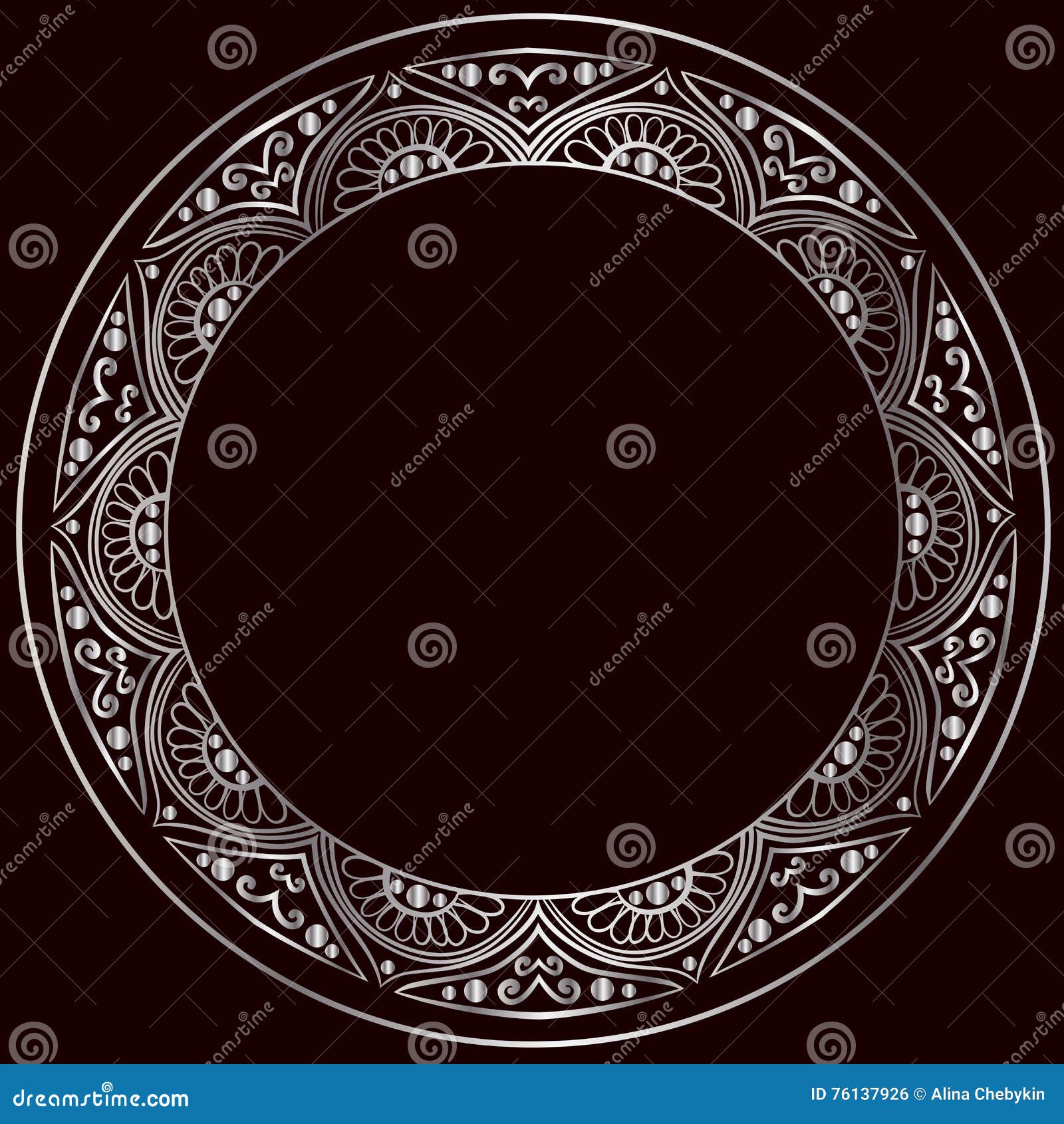 Round silver frame stock vector. Illustration of ornate - 76137926