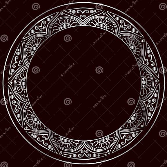 Round silver frame stock vector. Illustration of ornate - 76137926