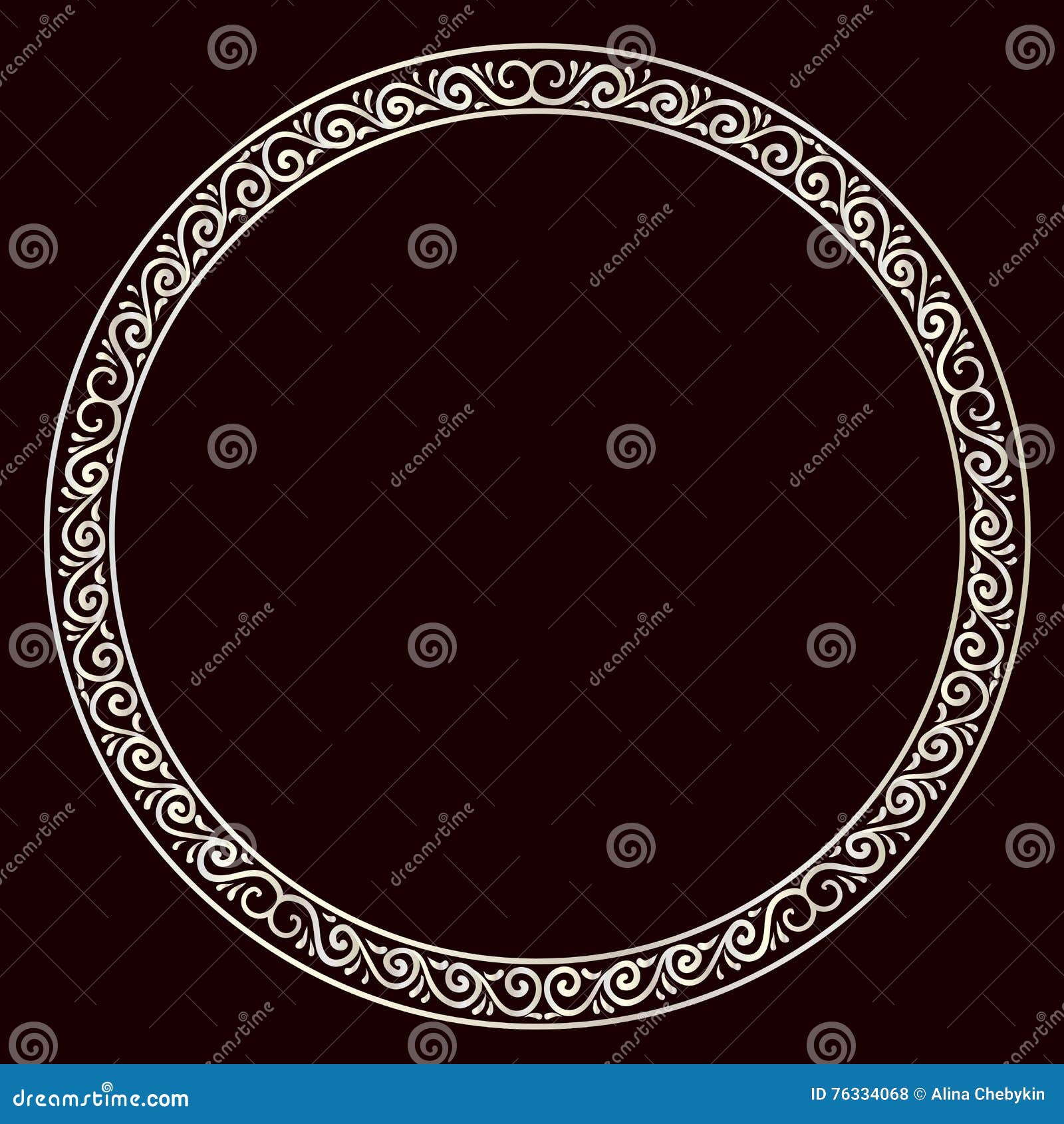 Round silver frame stock vector. Illustration of ornate - 76334068