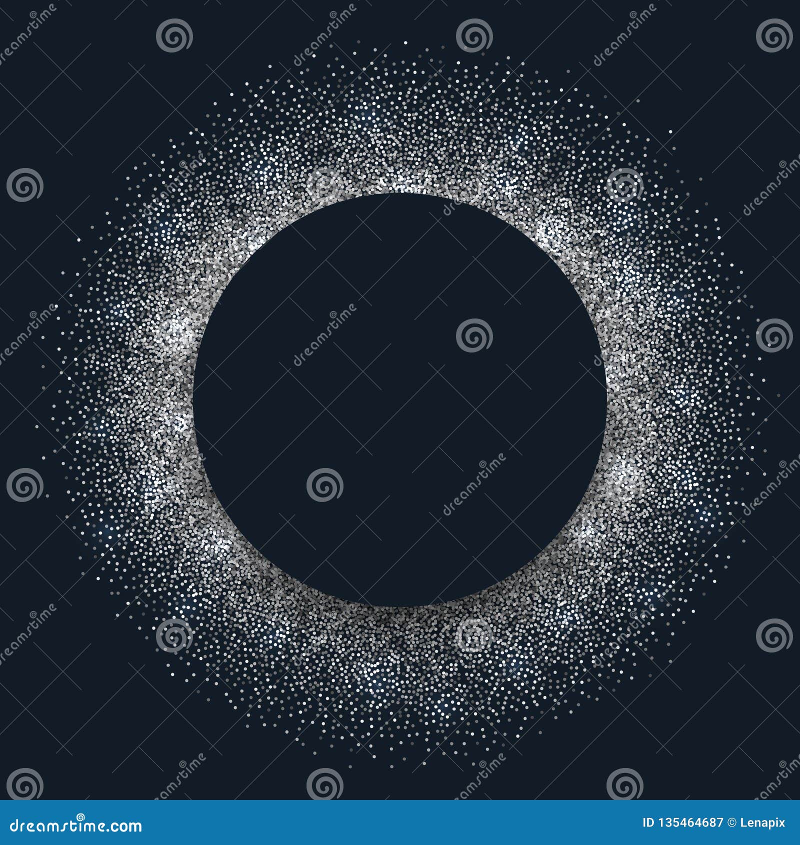 Round silver tinsel frame stock vector. Illustration of gray - 135464687