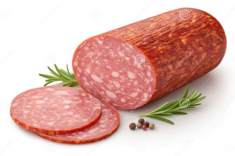Sausage. Round Slice of Sausage Salami Illustration Stock Image - Image ...