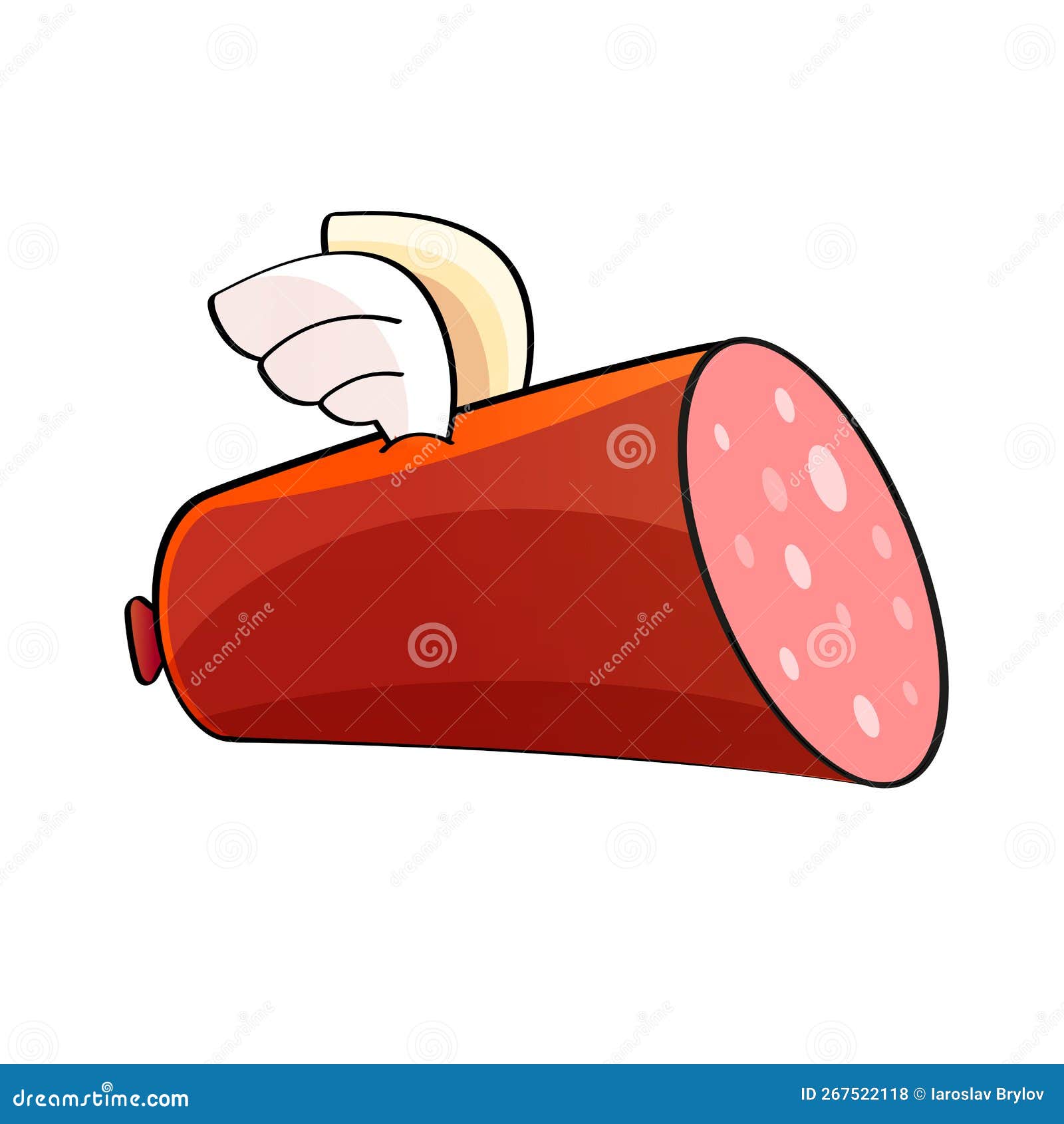 Round Slice of Sausage Salami Vector Flat Material Design Isolated ...