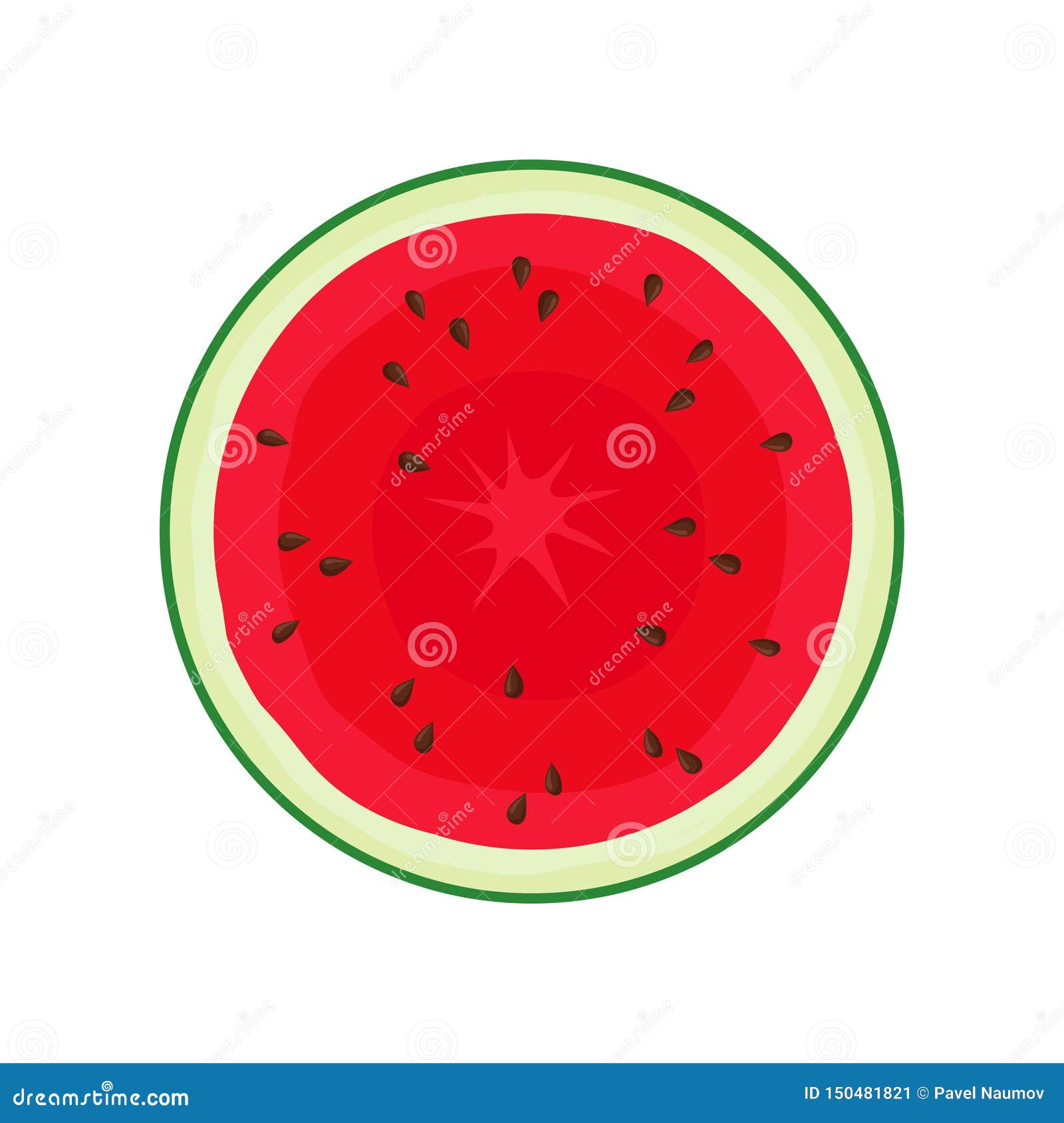 Round Slice of Watermelon. Vector Illustration on White Background ...