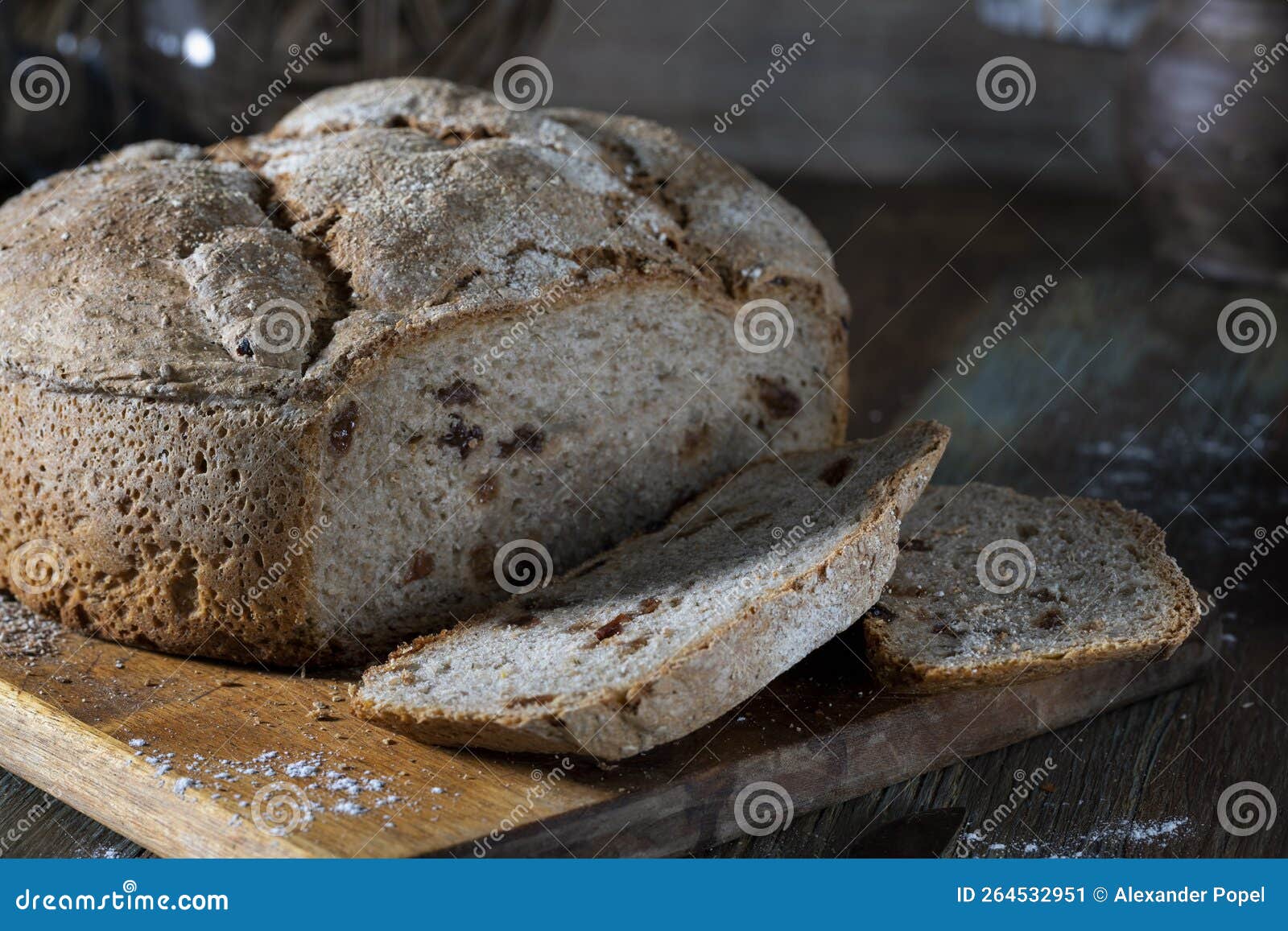 Round Sliced Homemade Bread on a Rustic Table Stock Image - Image of ...