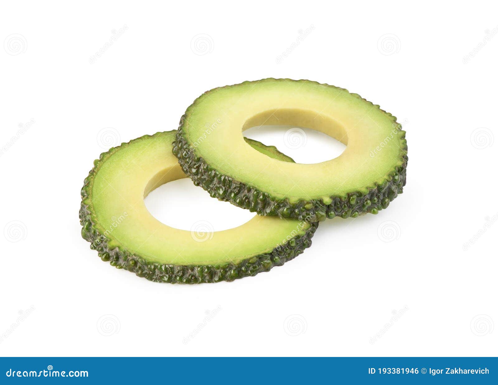 Round Slices of Avocado on a White Background Stock Photo - Image of ...