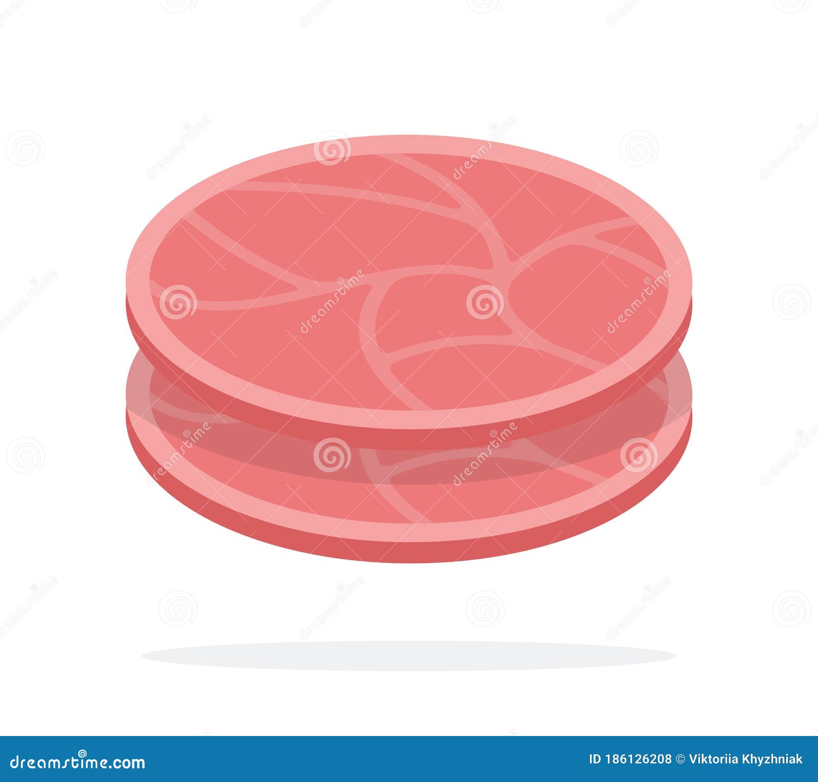 Round slices of ham stock vector. Illustration of background - 186126208