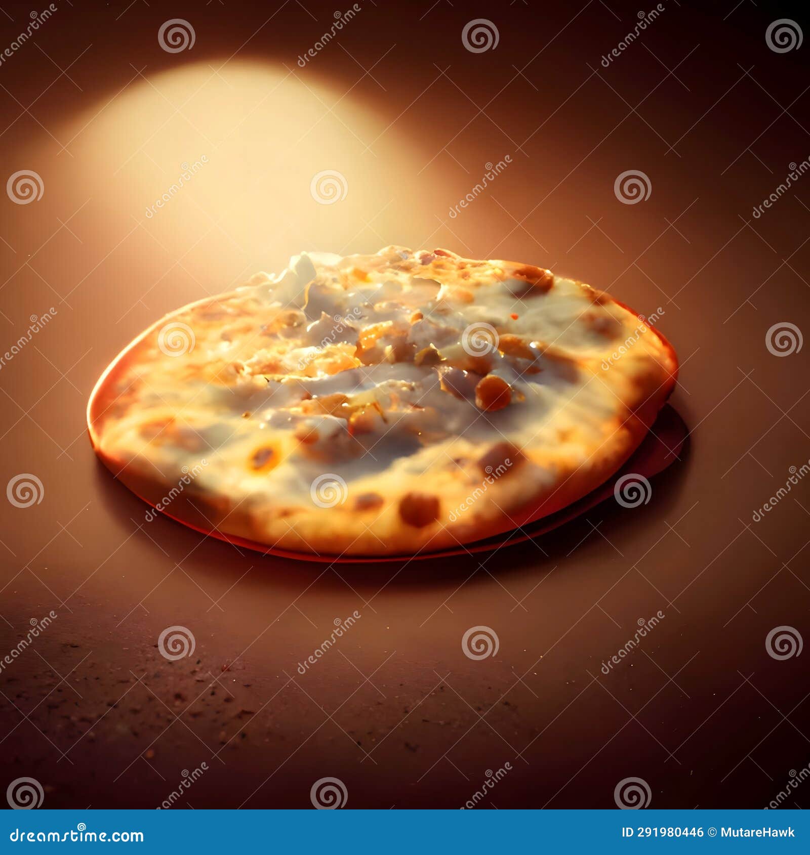 Round Small Pizza with Spices on Dark Solid Background. Side View Stock ...