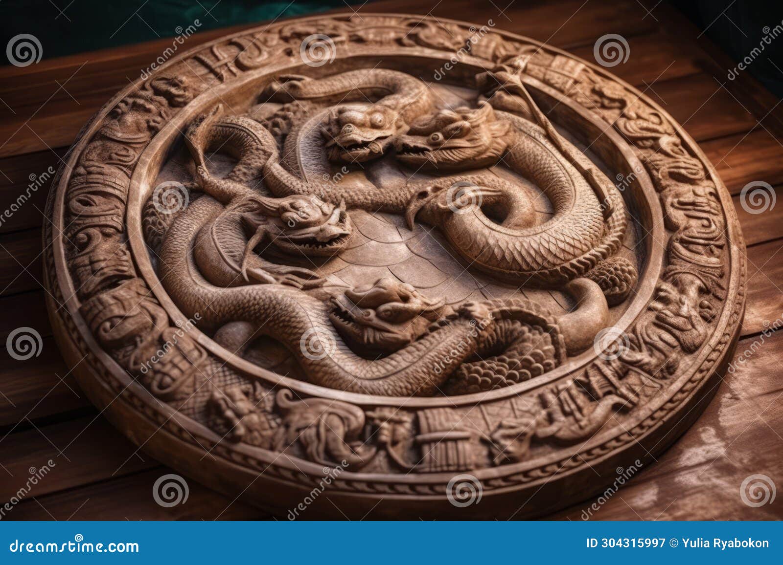 Round Snake Carved Sculpture. Generate Ai Stock Illustration ...