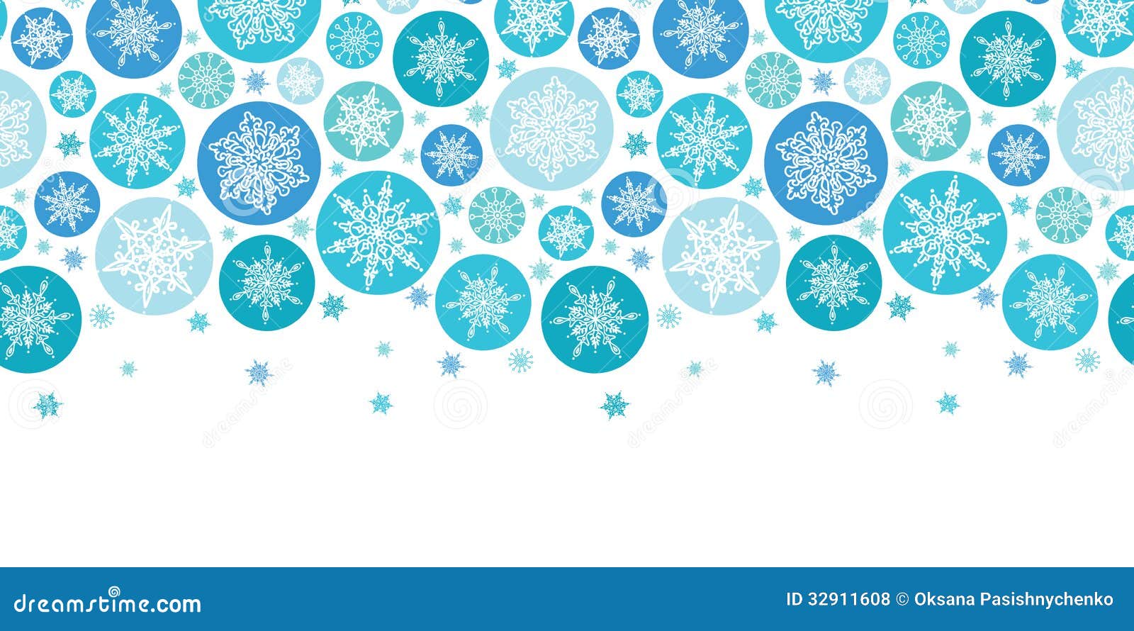 Round Snowflakes Horizontal Seamless Pattern Stock Vector ...