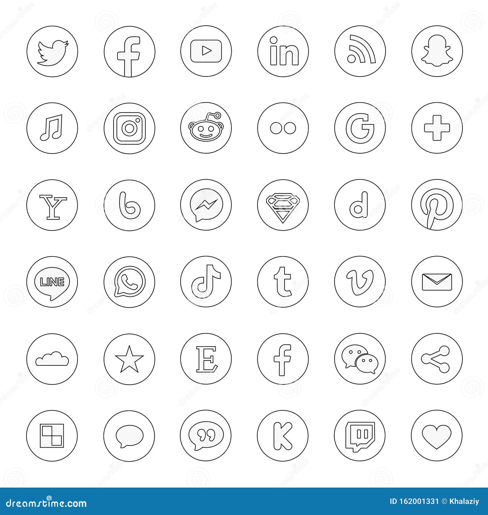 Round Social Media or Social Network Flat Vector Icon for Apps and ...