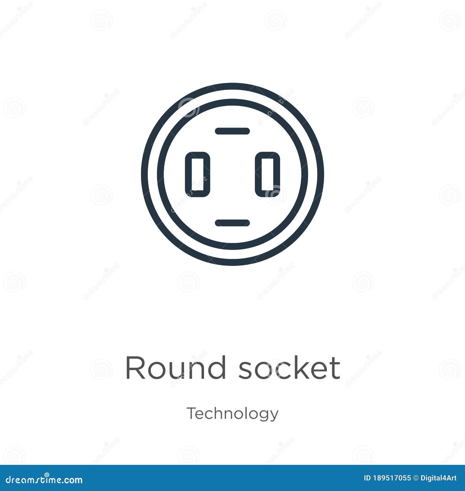 Round Socket Icon. Thin Linear Round Socket Outline Icon Isolated on ...