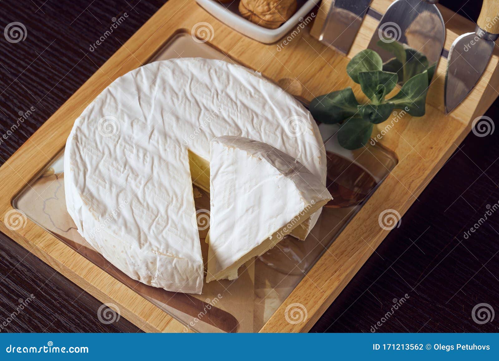 Round Soft Cheese, with a Section Cut Stock Photo - Image of brie ...