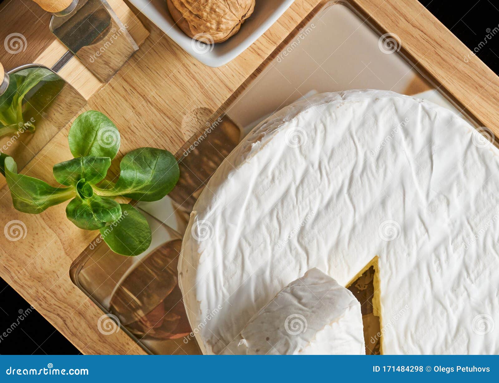 Round Soft Cheese, with a Section Cut Stock Photo - Image of cuisine ...