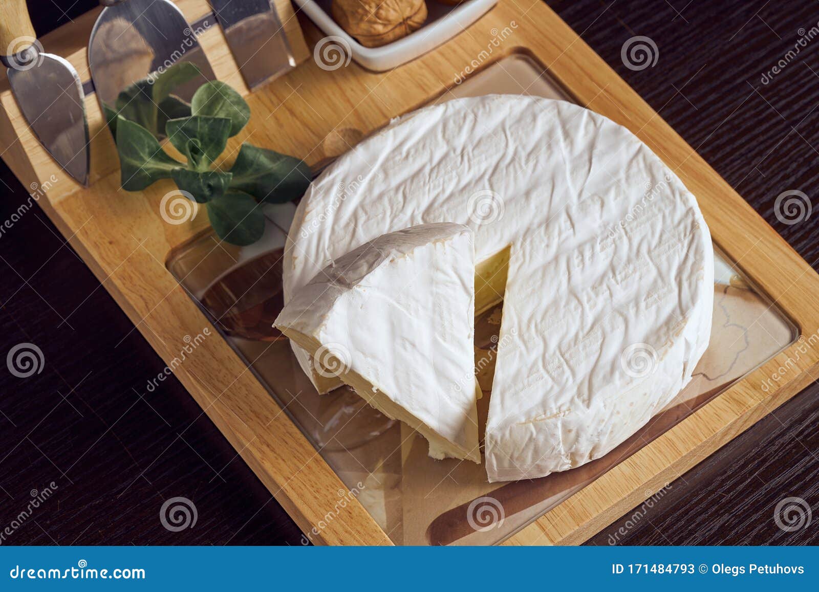 Round Soft Cheese, with a Section Cut Stock Image - Image of product ...