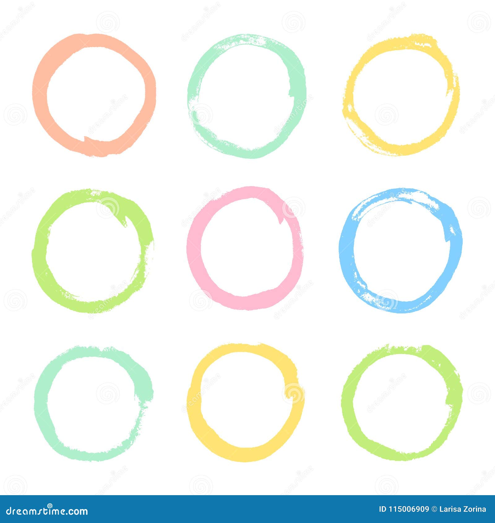 Round Soft Pastel Color Design Elements Set. Funny Circle Copy Space ...