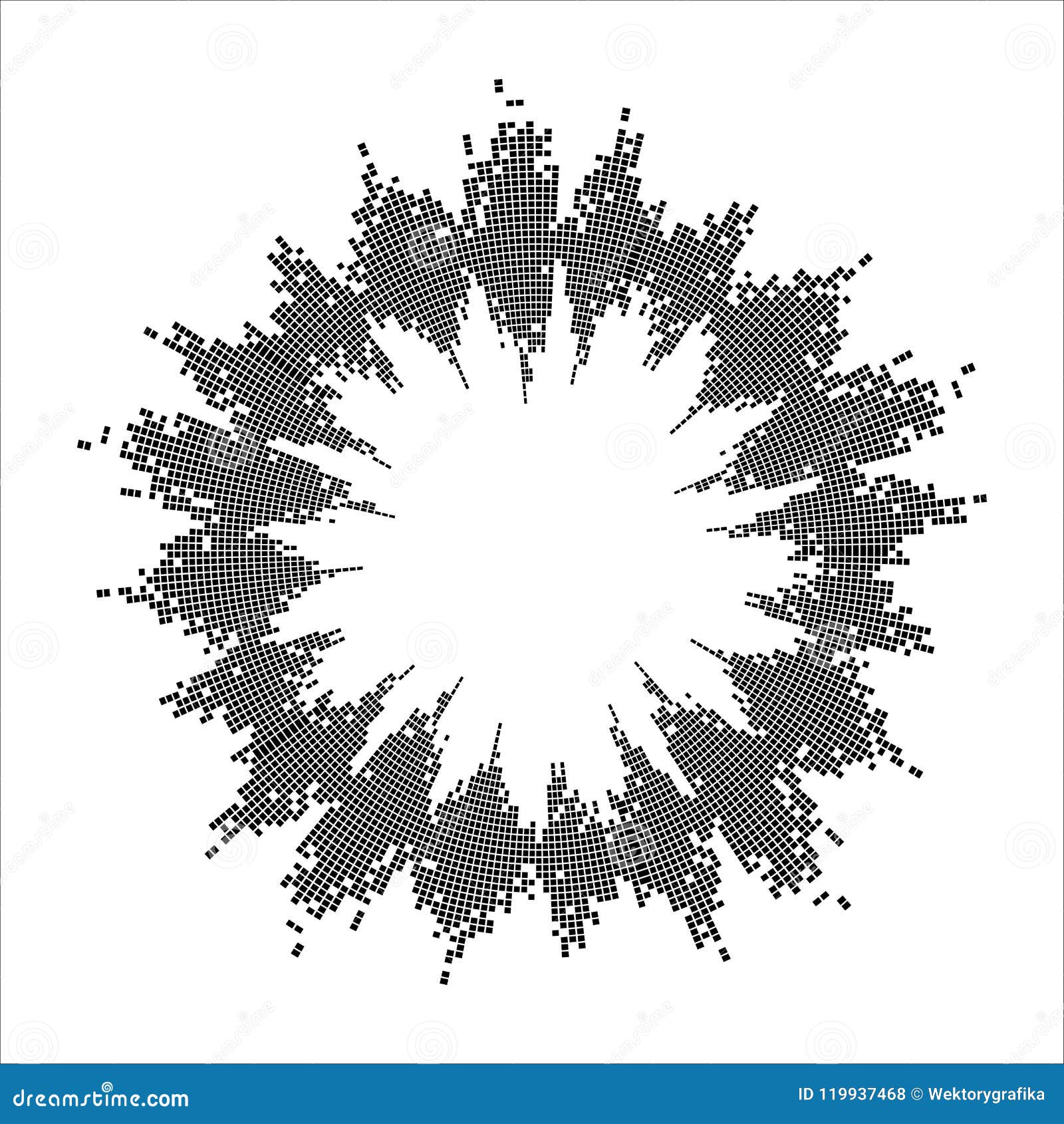 Round Sound Wave Effect Isolated On White Background Vector ...