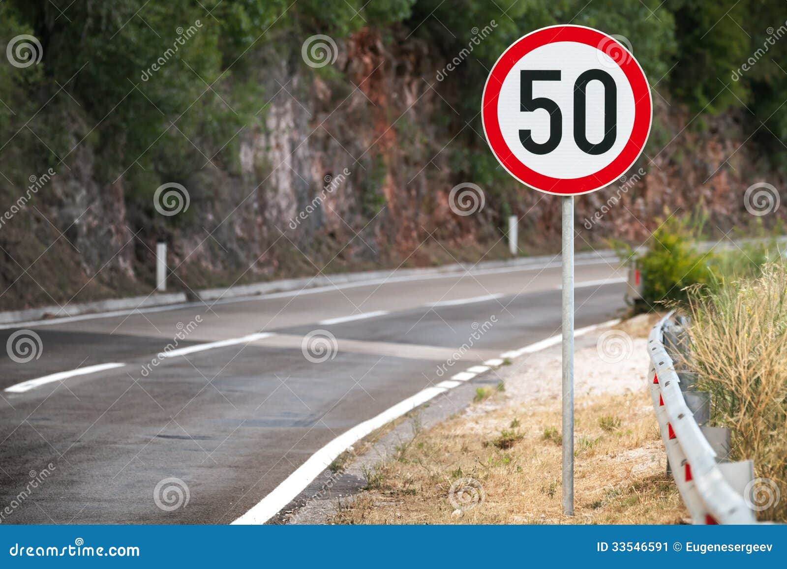 Round Speed Limit Road Sign Stock Image - Image of route, curve: 33546591