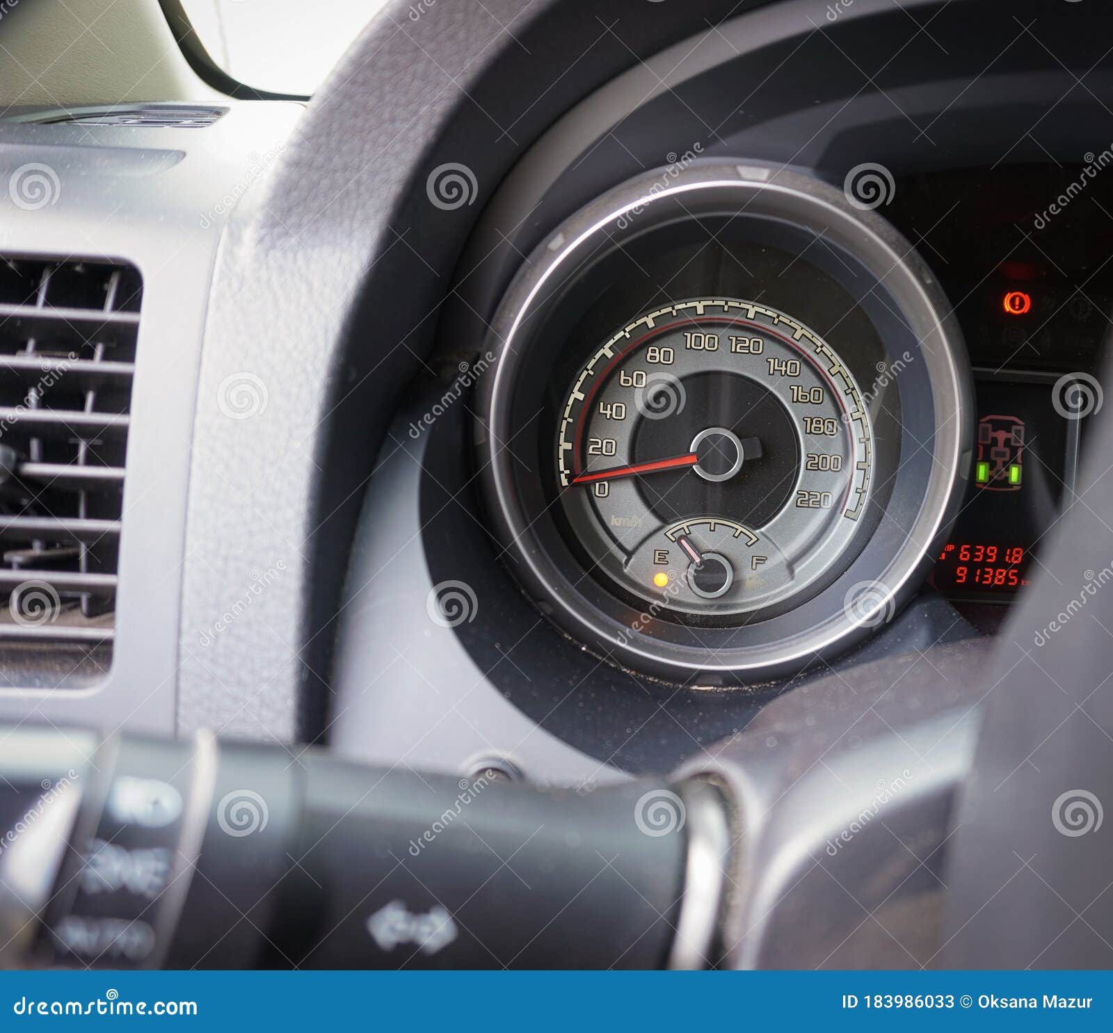 A Round Speedometer is in a Machine, Ran Back Stock Image - Image of ...