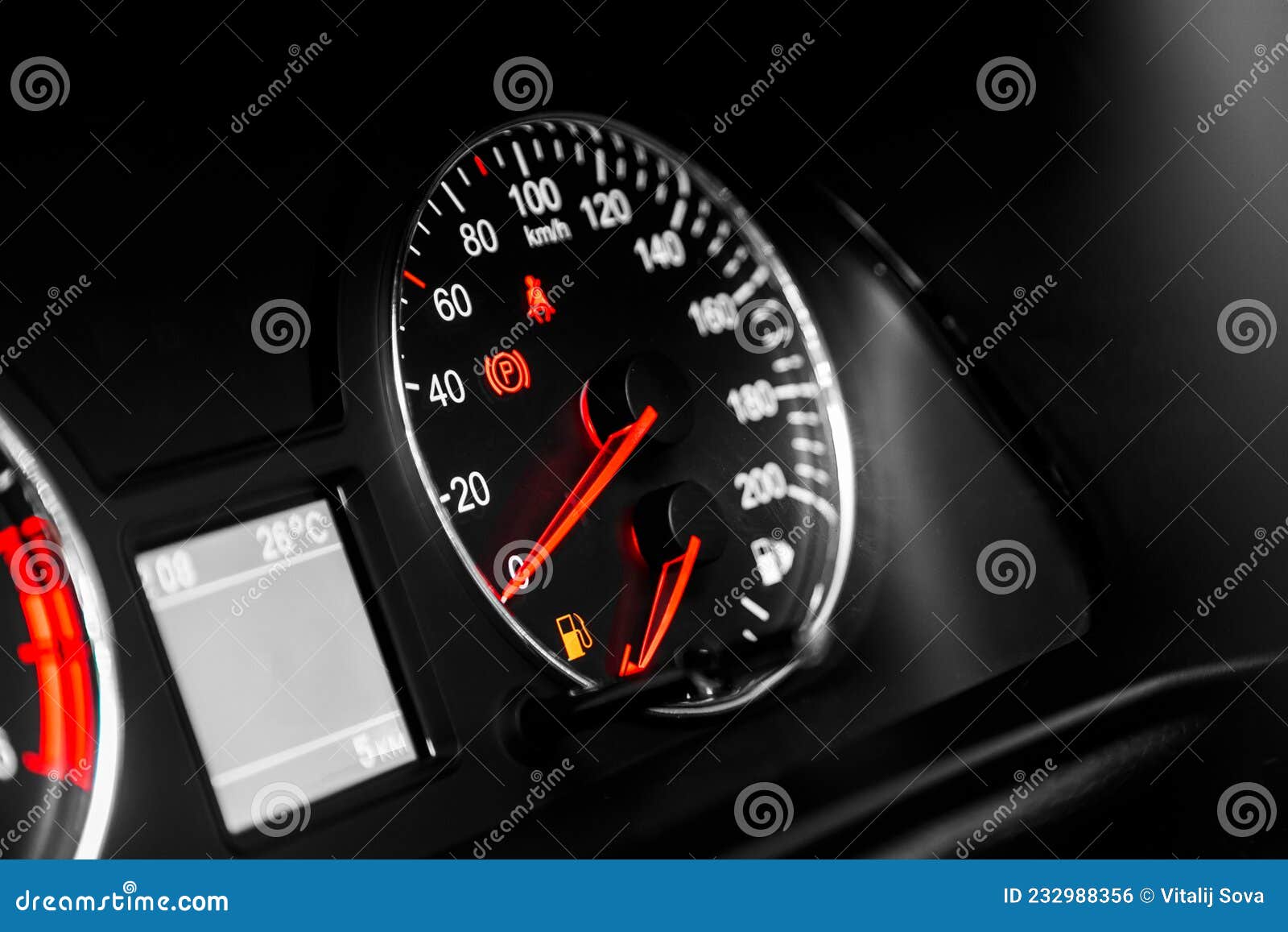 Round speedometer stock photo. Image of engine, dial - 232988356