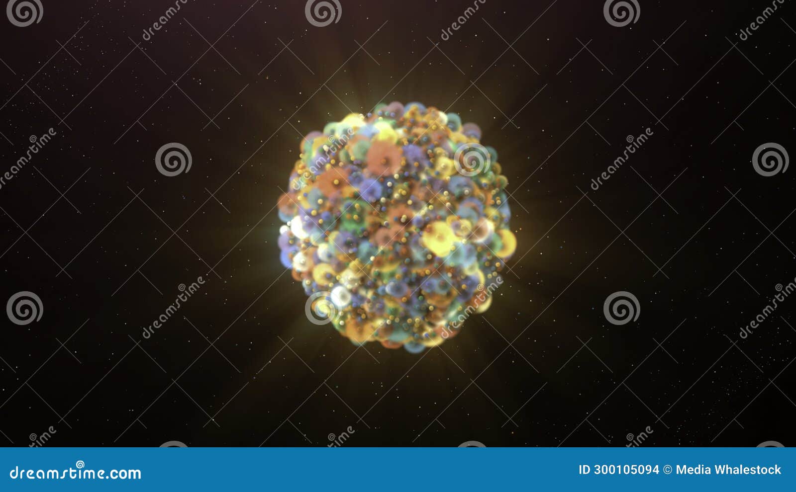 Round Spherical Object of Many Small Glowing Particles. Motion Stock ...
