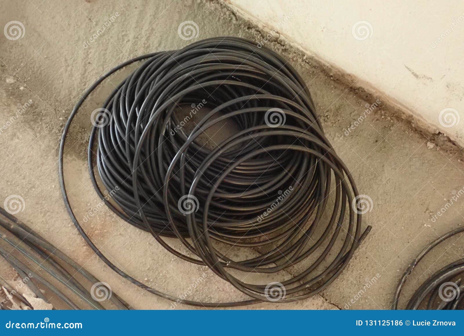Round Spiral of a Black Electrical Wire Stock Photo - Image of ...