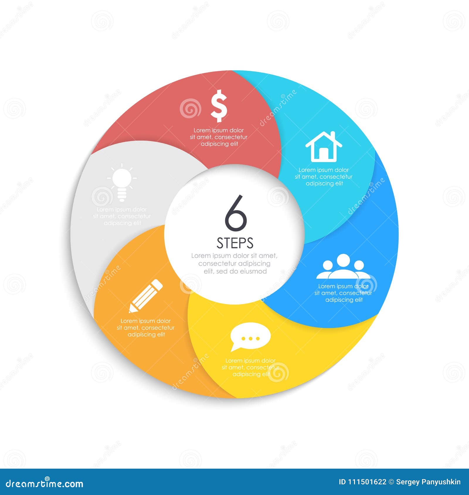 Round Spiral Infographic Template for Circle Diagram, Options, Web ...