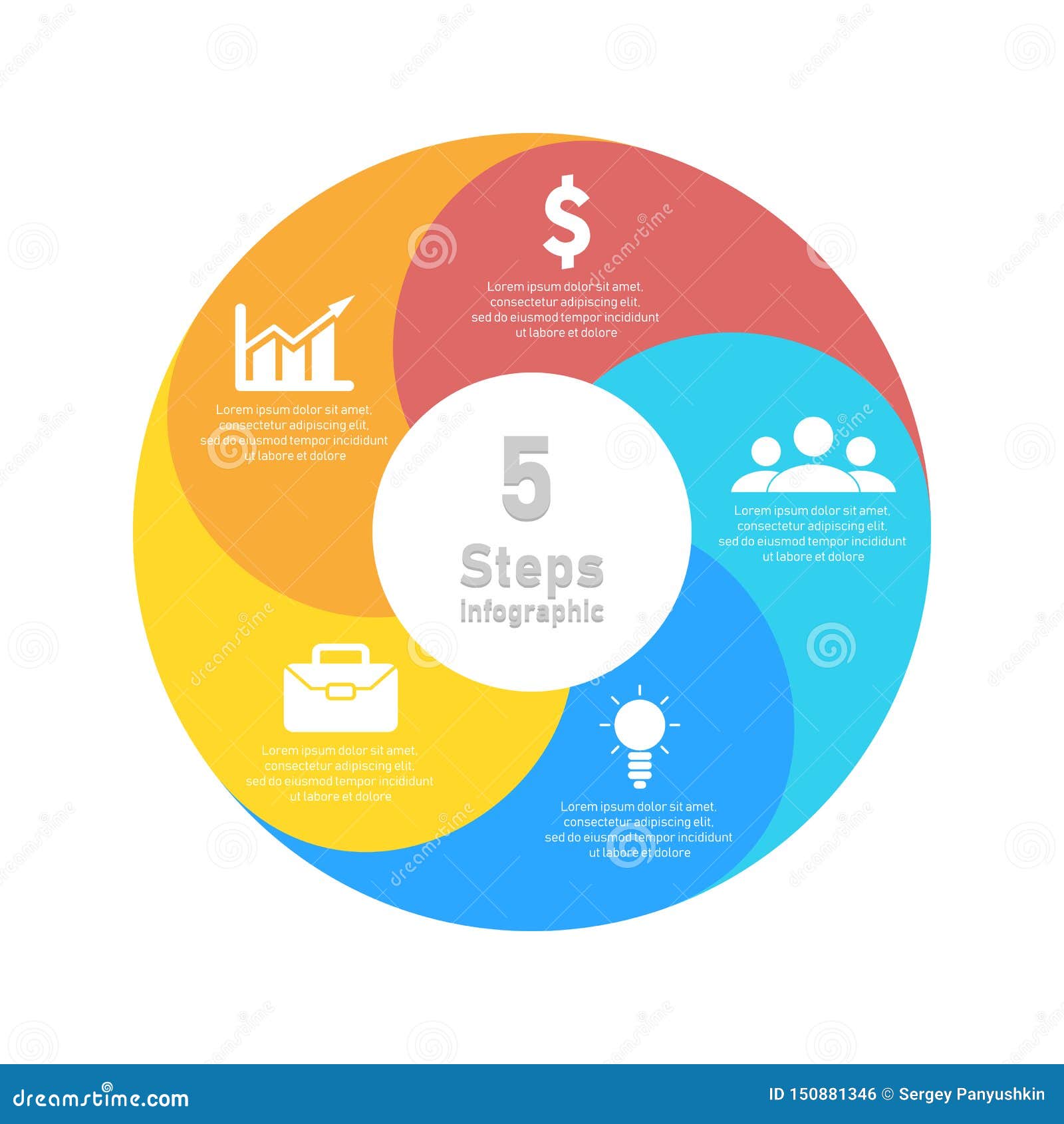 Round Spiral Infographic Template for Circle Diagram, Options, Web ...