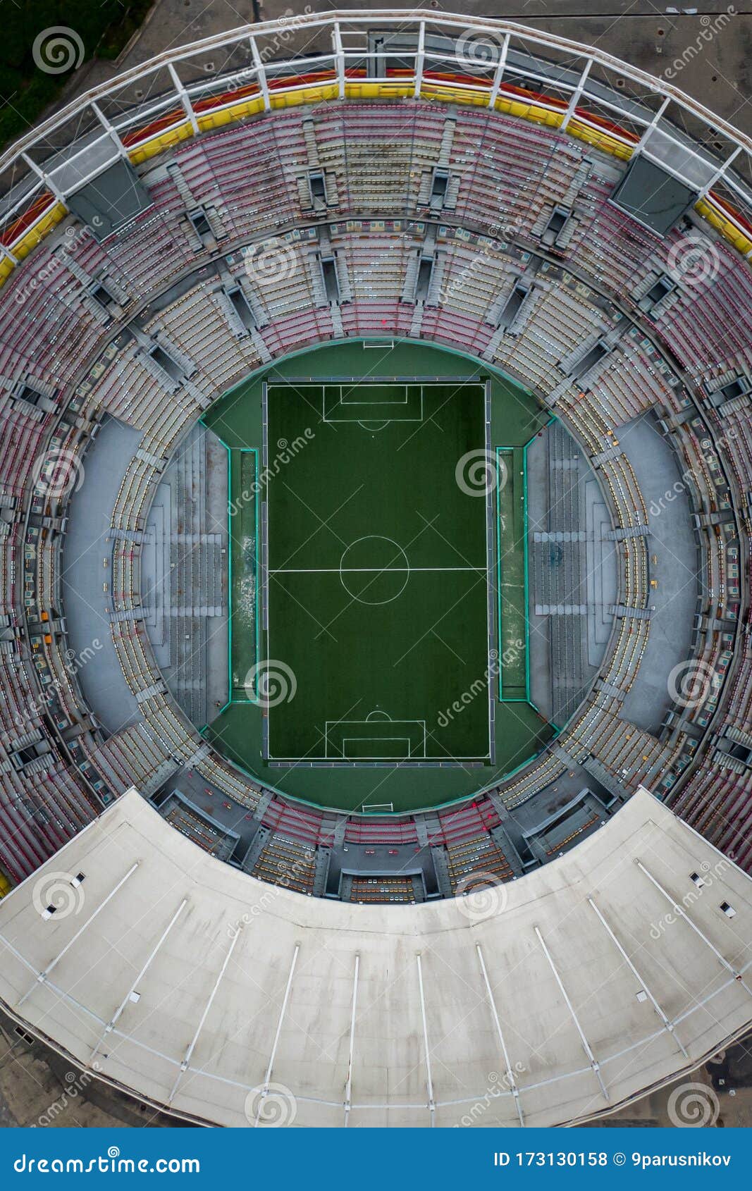 Round Sports Stadium Top View Stock Photo - Image of spain, helicopter ...