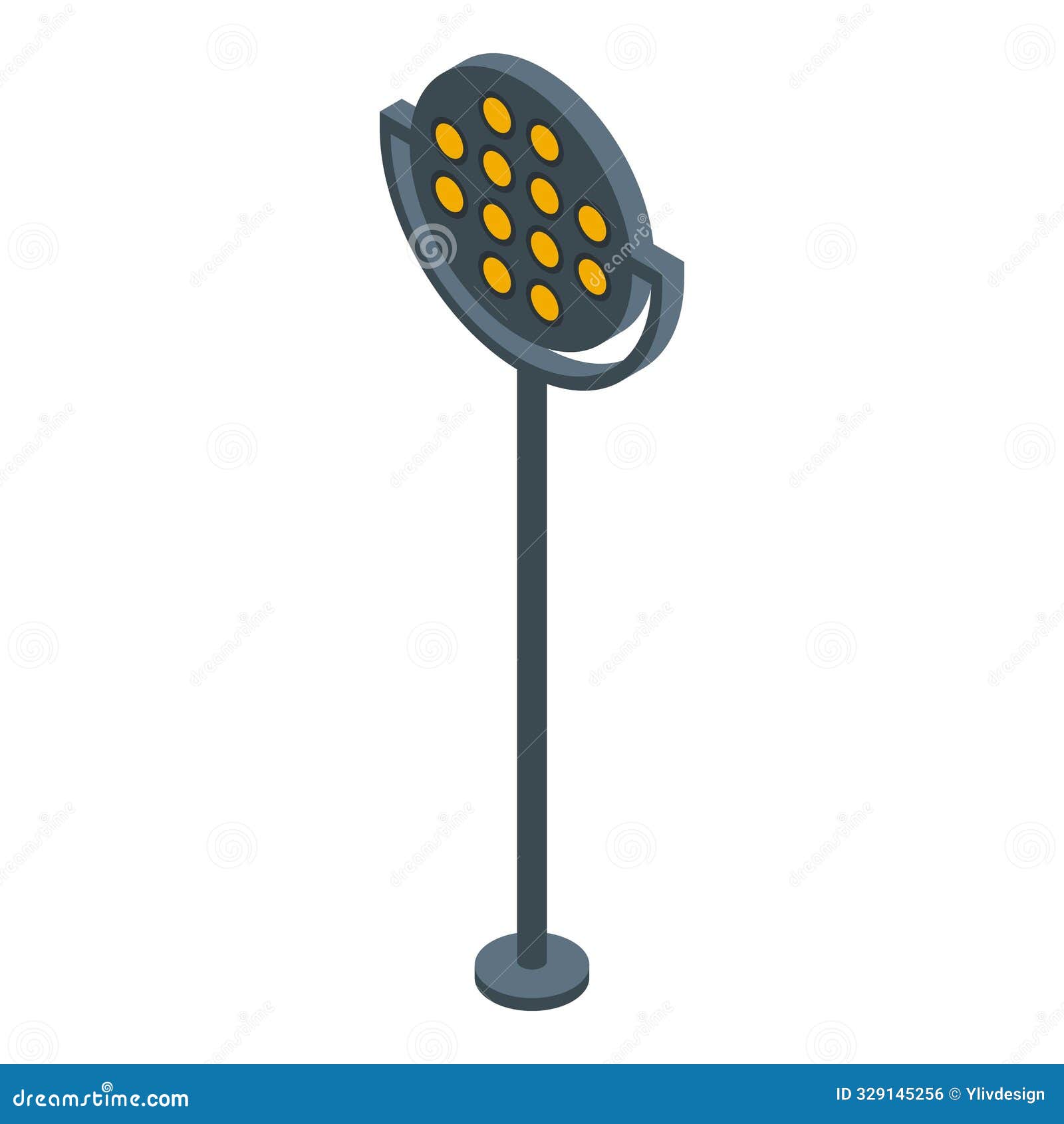 Round Spotlight Standing on the Floor Illuminating Stock Illustration ...