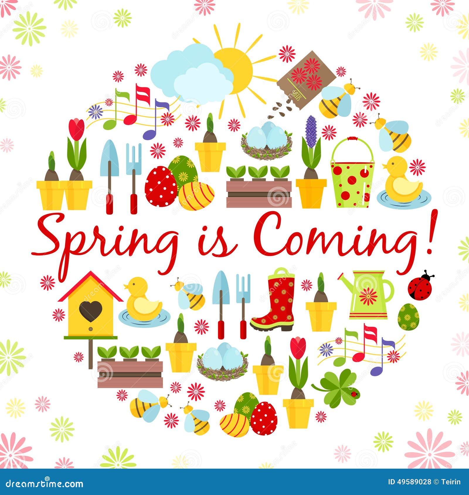 Round spring background stock vector. Illustration of flowers - 49589028