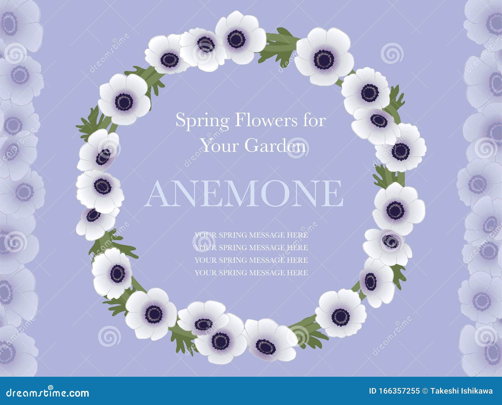 Round Spring Flower Wreath Frame, Vector Illustration. Stock ...