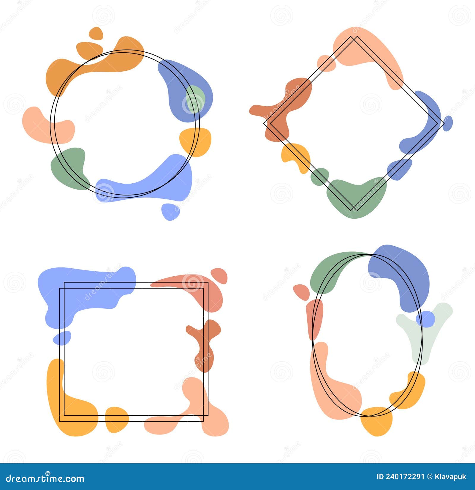 Round and Square Frames with Abstract Spots Stock Vector - Illustration ...