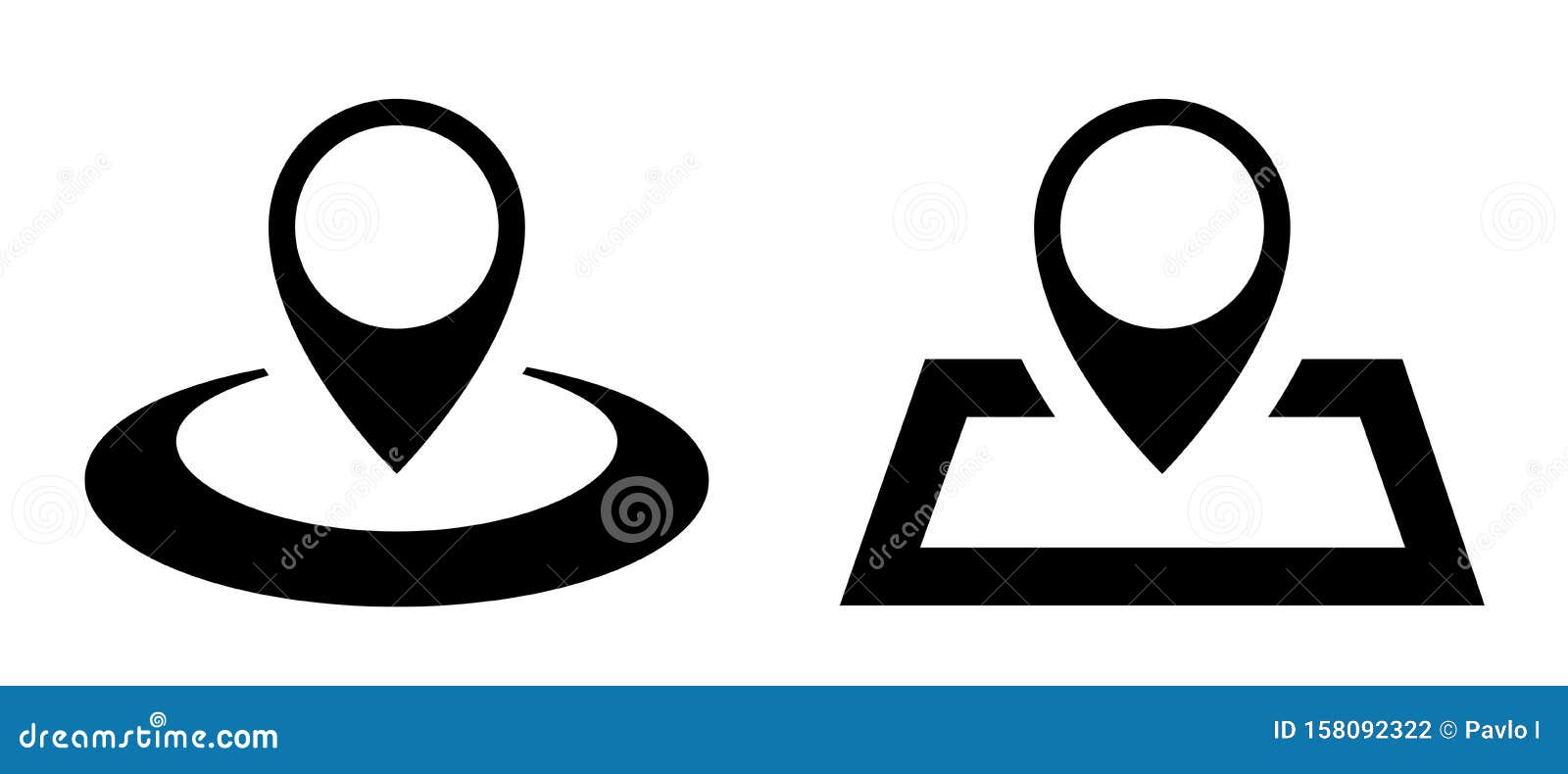 Round and Square Pin Map Marker Pointer Sign, Set GPS Location Flat ...