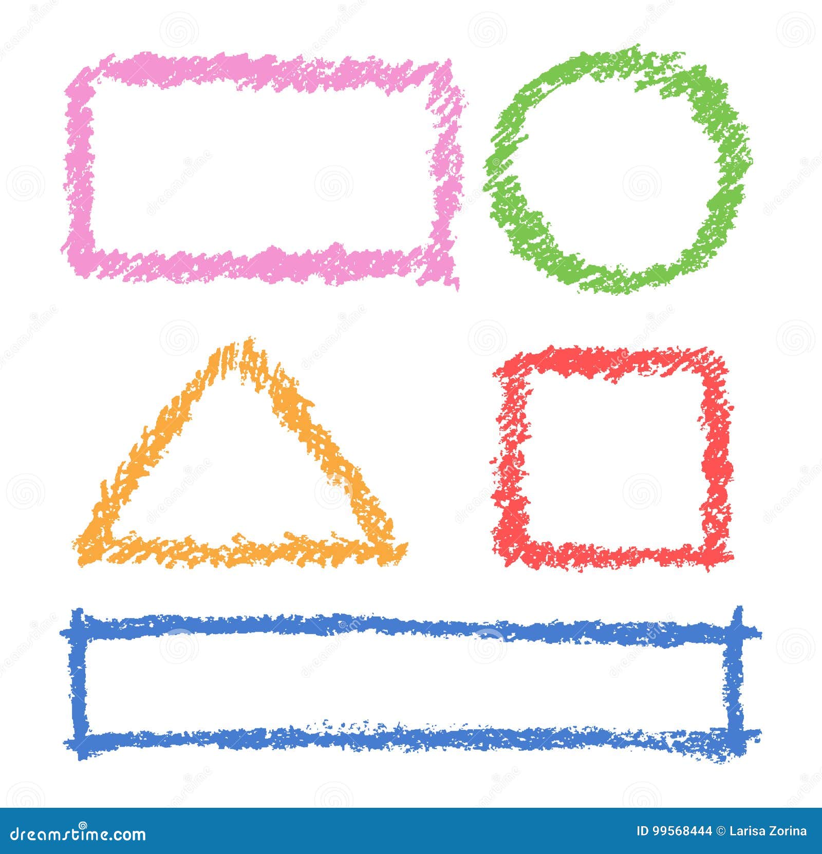 Set of Comic Colorful Design Elements. Crayon Chalk Hand Drawn Frames ...