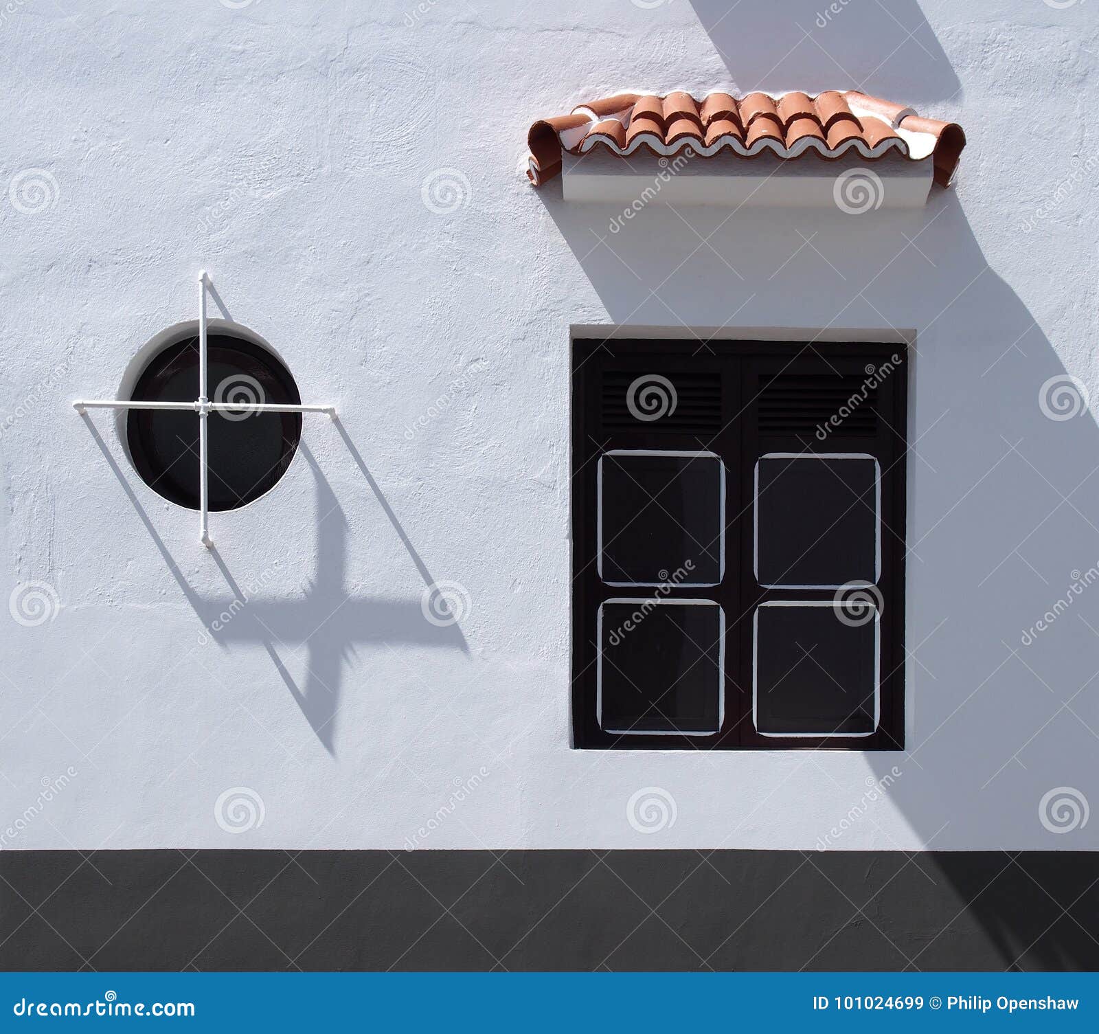 Round and Square Windows with Shutter Stock Image - Image of city ...