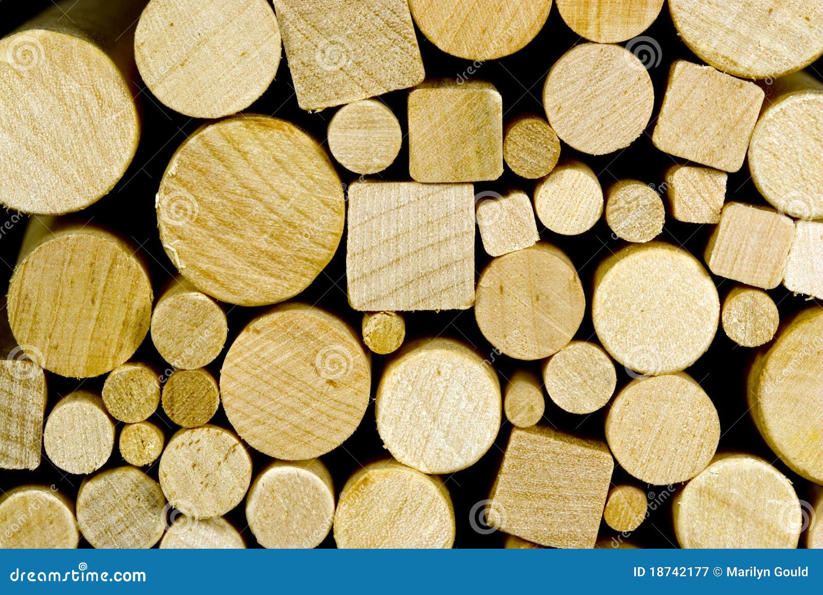 Round & Square Wood Pegs Stock Image - Image of wooden, group: 18742177