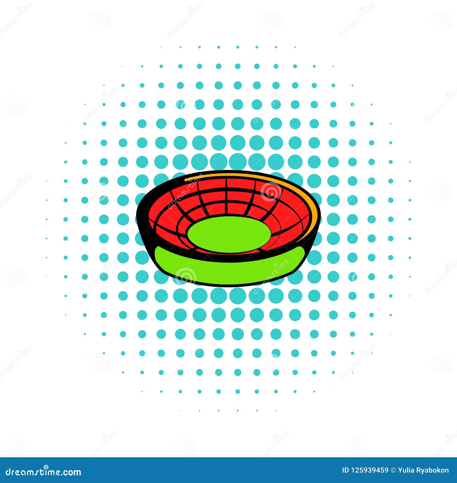 Round Stadium Icon, Comics Style Stock Illustration - Illustration of ...