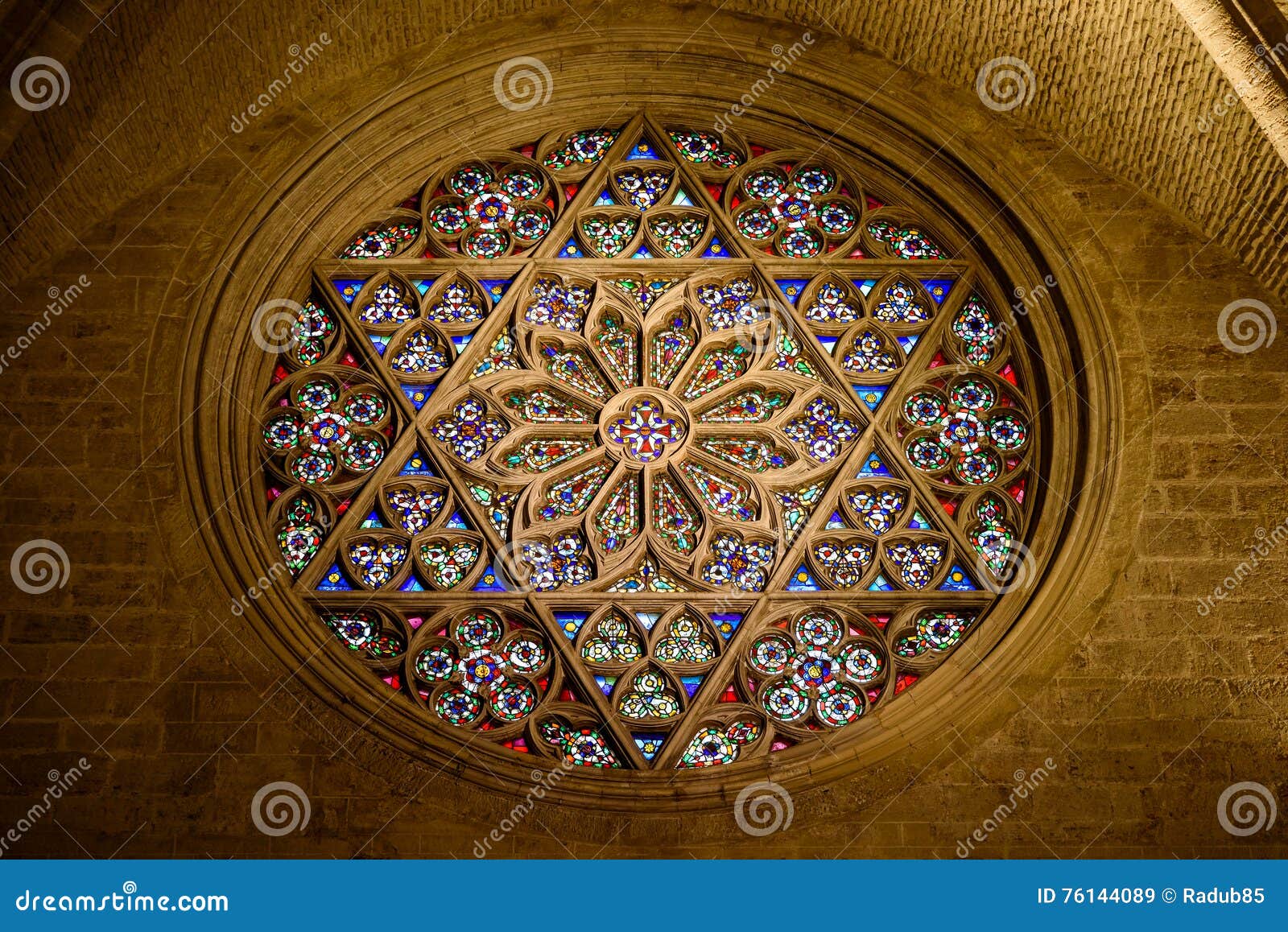 Round Stained Glass in Cathedral Editorial Stock Image - Image of ...