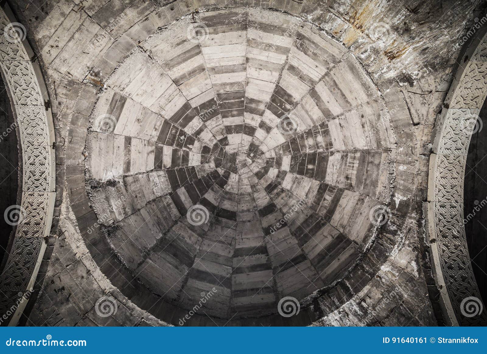 Round Stone Pattern on a Ceillar of Ancient Church. Toned Stock Image ...
