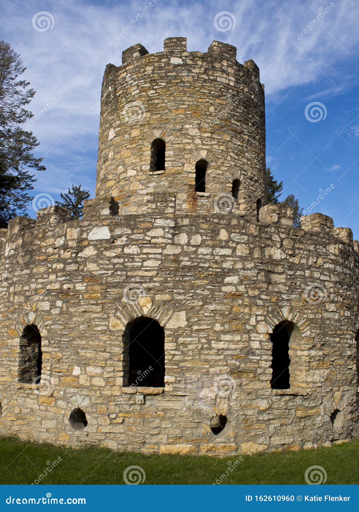 Round Stone Tower in Vertical Orientation Stock Photo - Image of ...