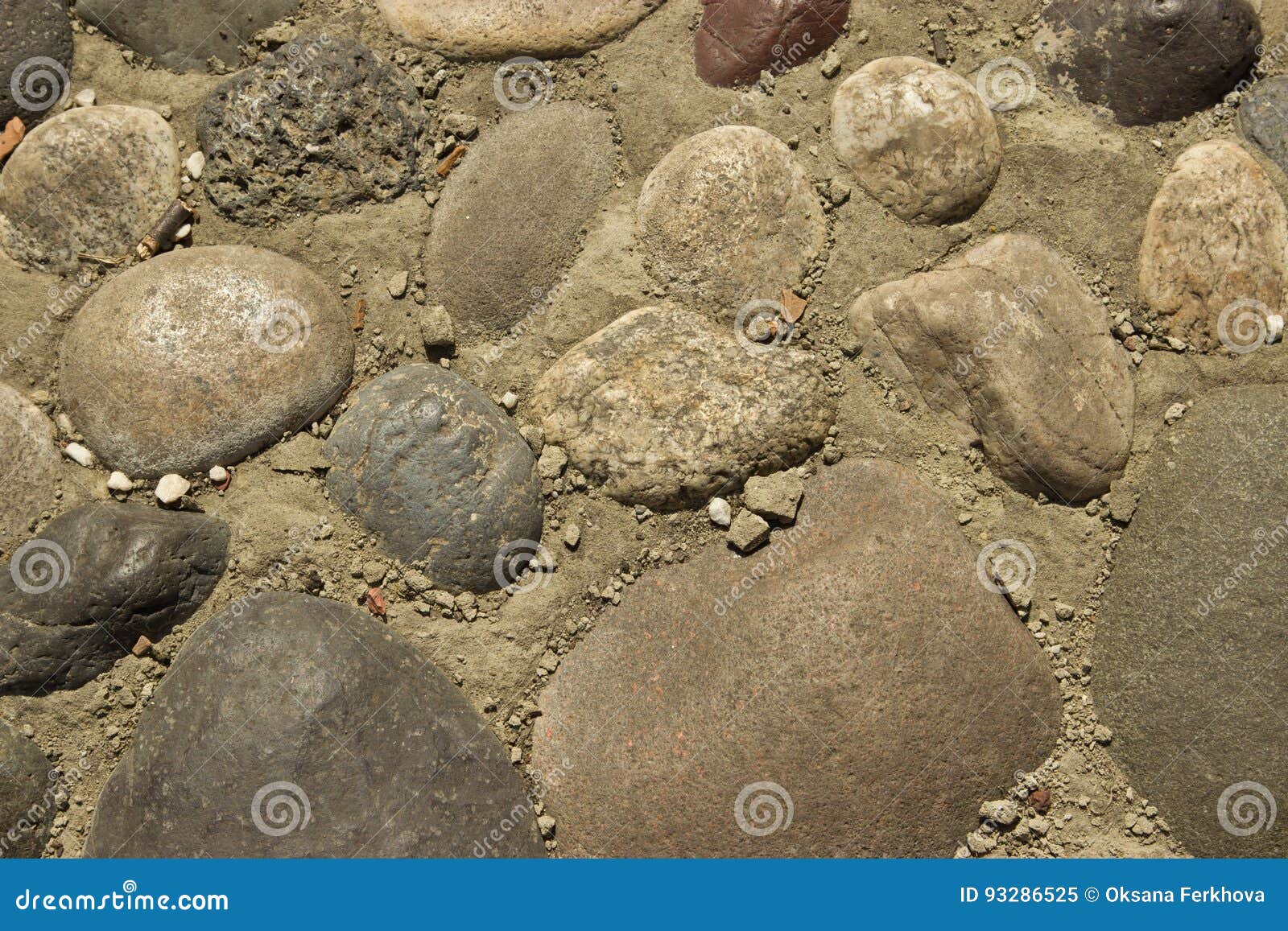 Round stones pavers. stock image. Image of nature, cement - 93286525