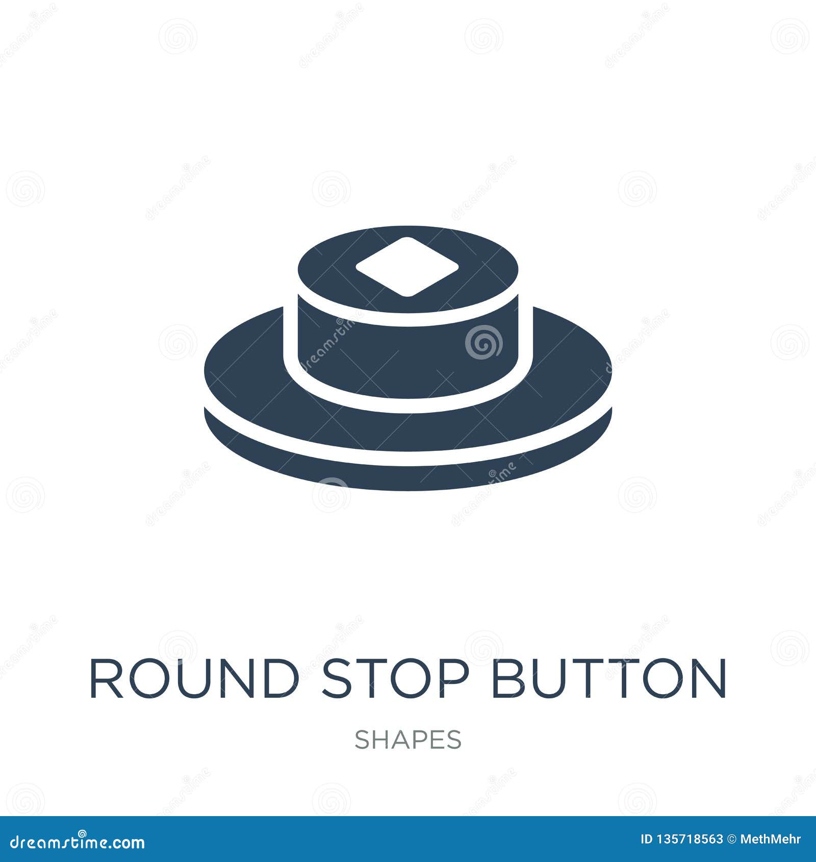 Round Stop Button Icon in Trendy Design Style. Round Stop Button Icon ...