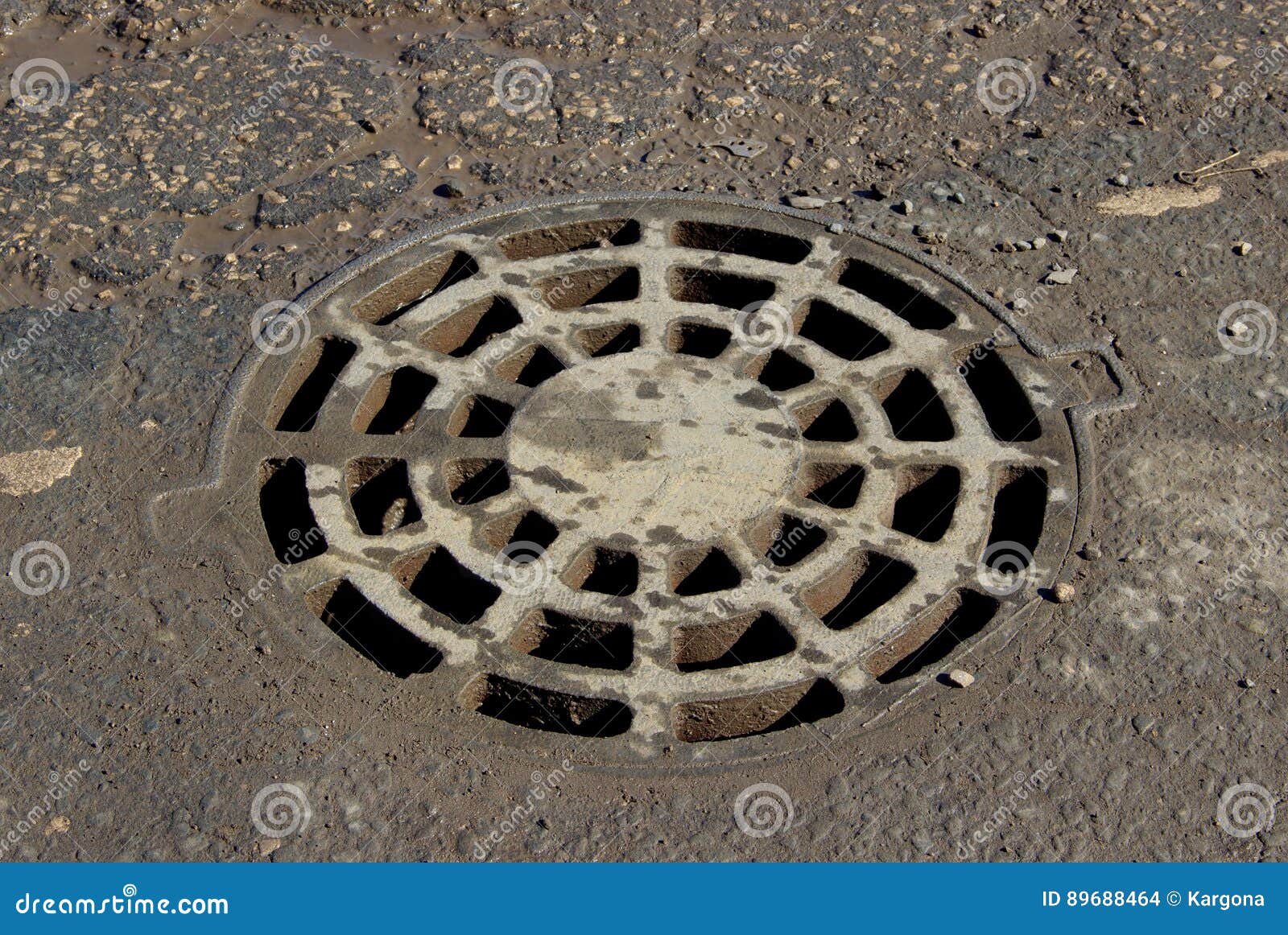 A Round Storm Water Inlet on a Street Stock Photo - Image of drain ...