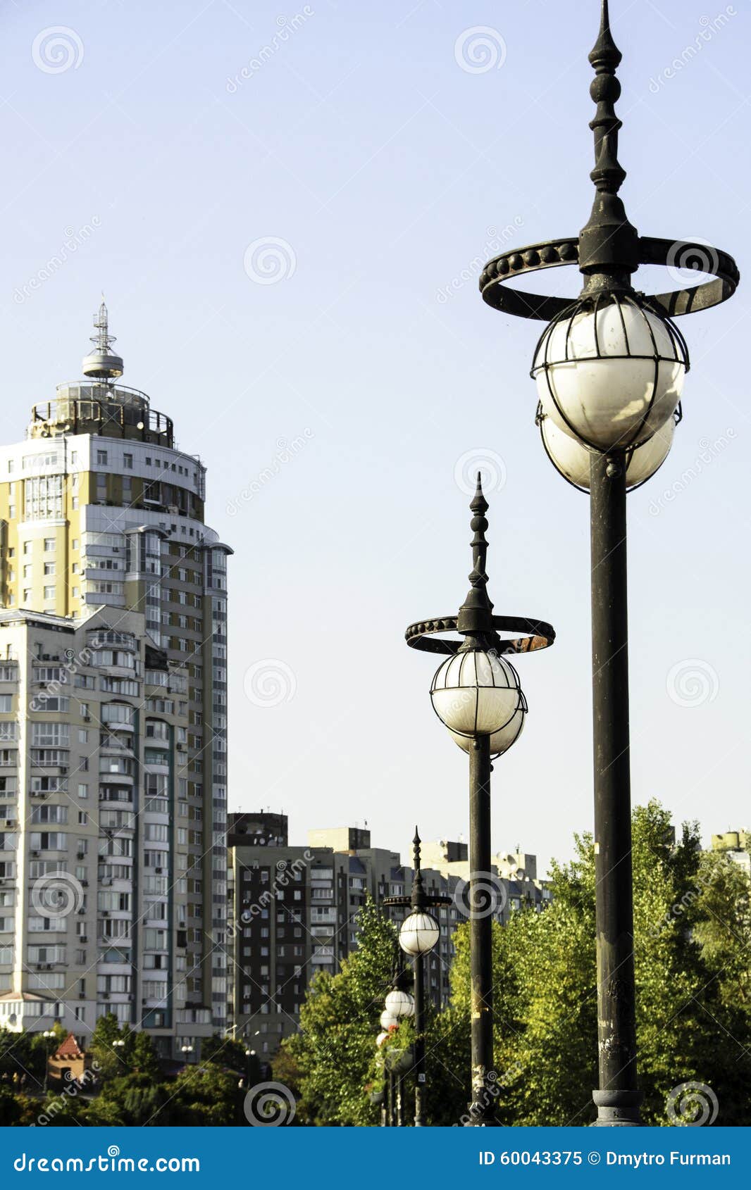 Round street lights. stock image. Image of background - 60043375