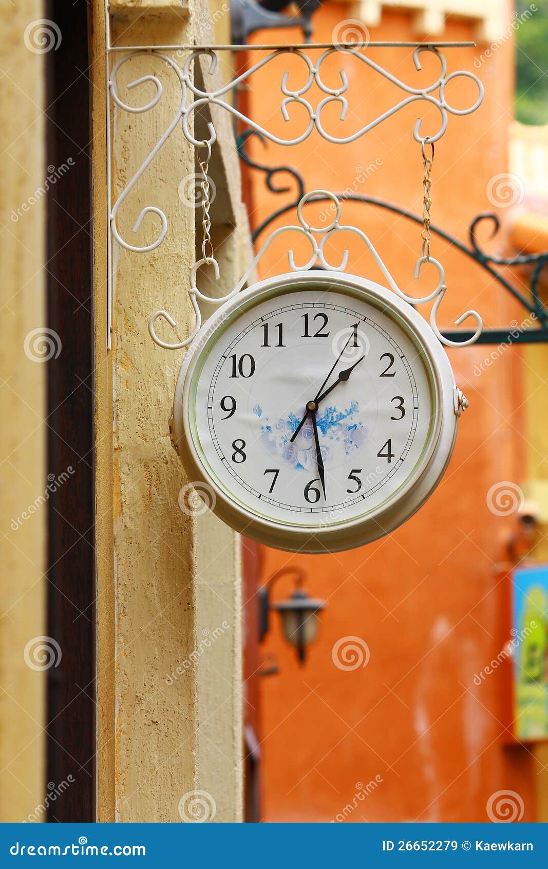 Round Street Watch Hanging on the Wall Stock Image - Image of holiday ...
